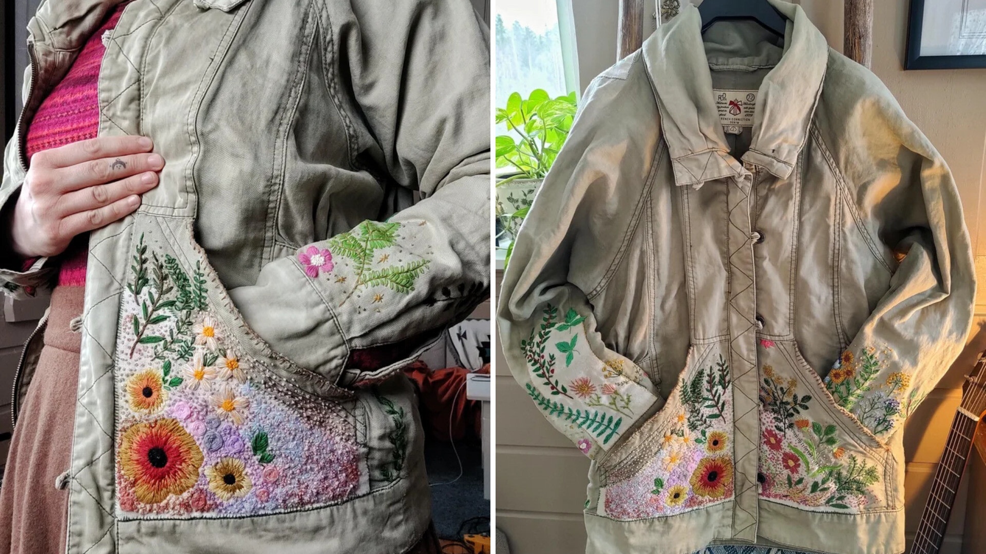 Redditor transforms old jacket with embroidery