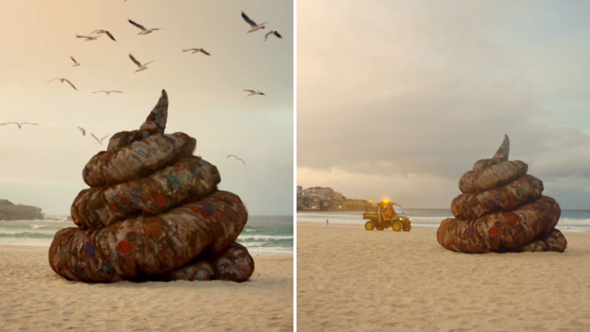 This 13-foot poop emoji is drawing attention to plastic pollution