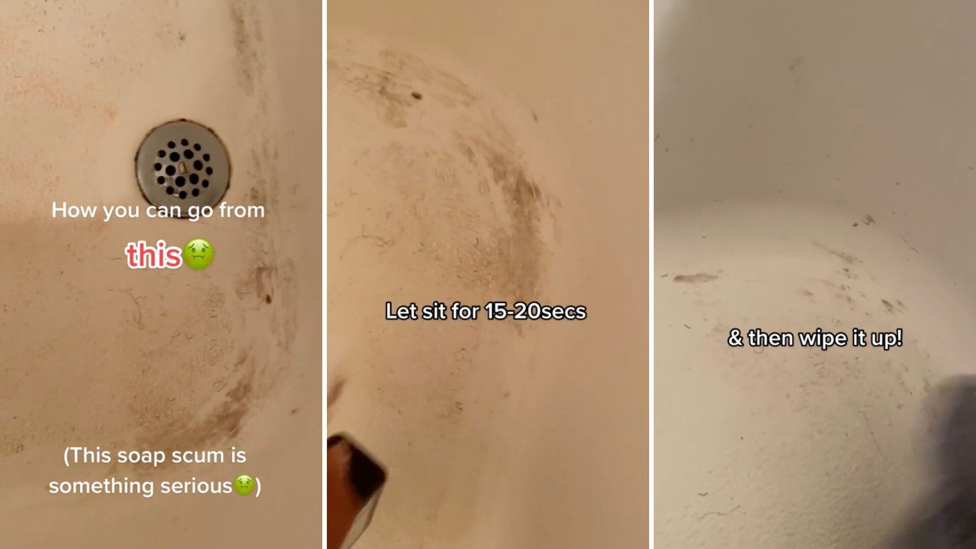 Woman shares her tip for tackling stubborn soap scum with just two ...