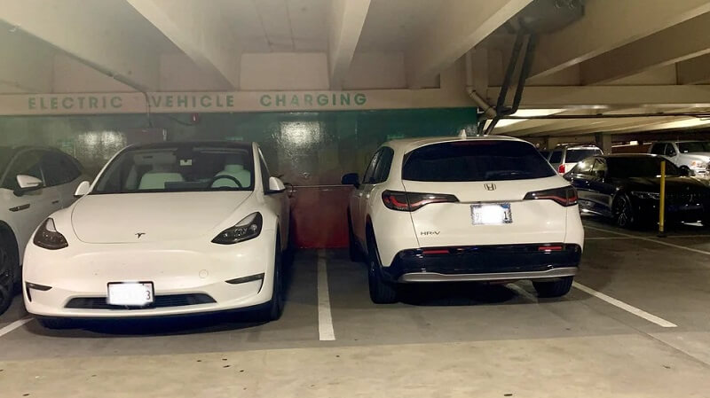 EV driver shares frustrating photo of parking situation in local garage ...