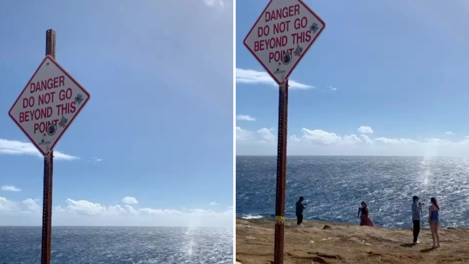 Video shows tourists tempting fate after ignoring warning signs to ...