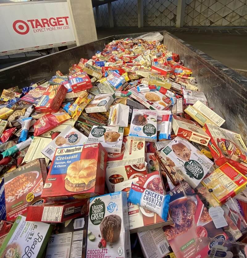 Photo of dumpster filled with food items outside major grocery store ...