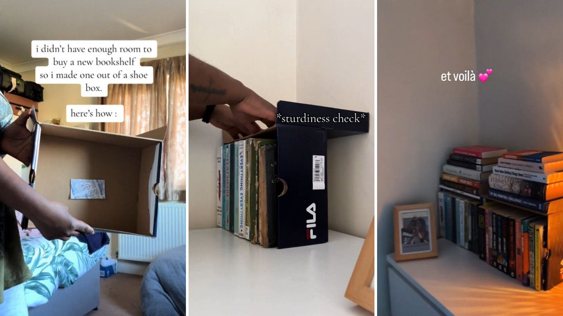 Book lover demonstrates smart use for empty shoe boxes to elevate any ...