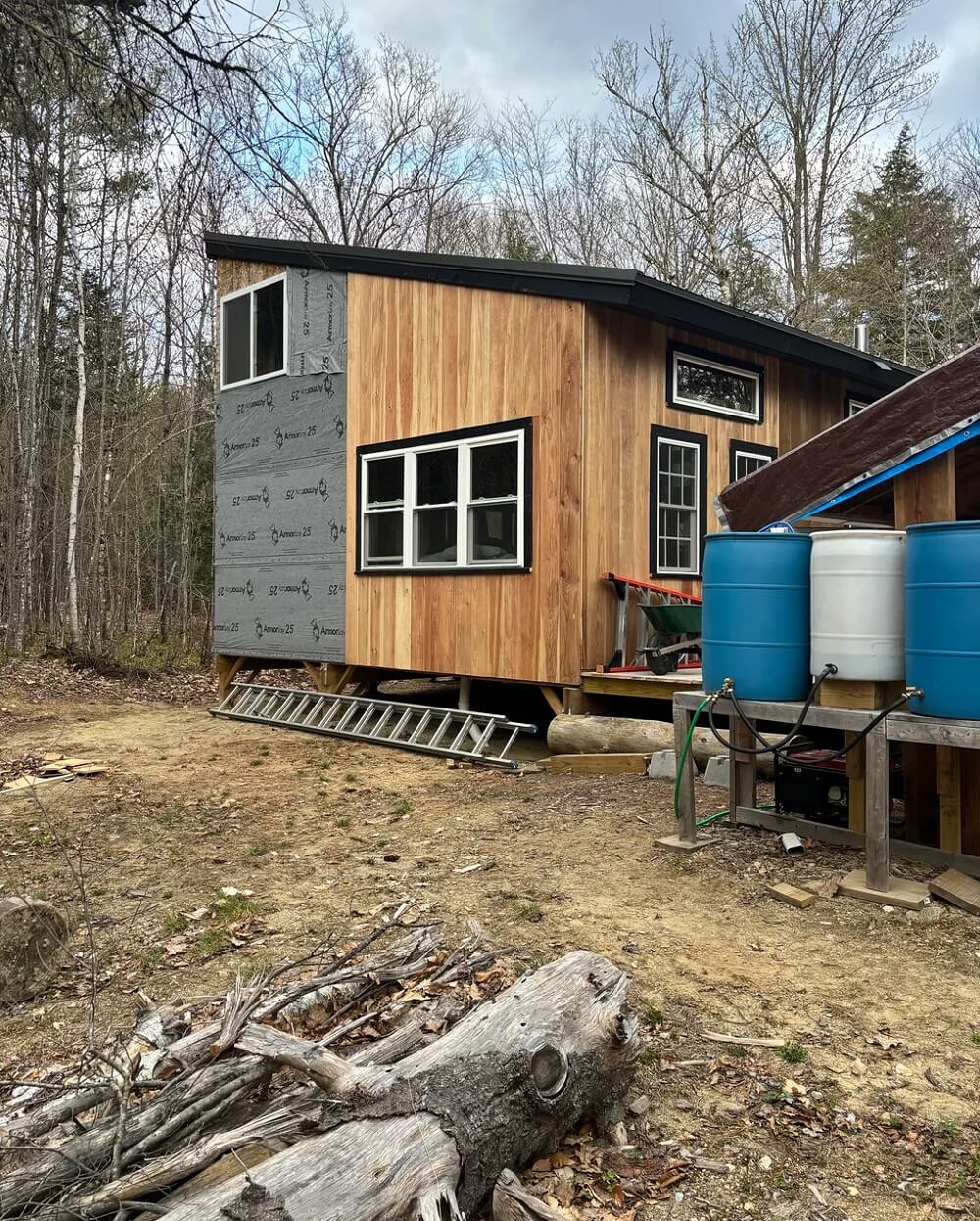 Homeowner shares incredible progress photos of their off-grid dream cabin: 'Slowly coming together'