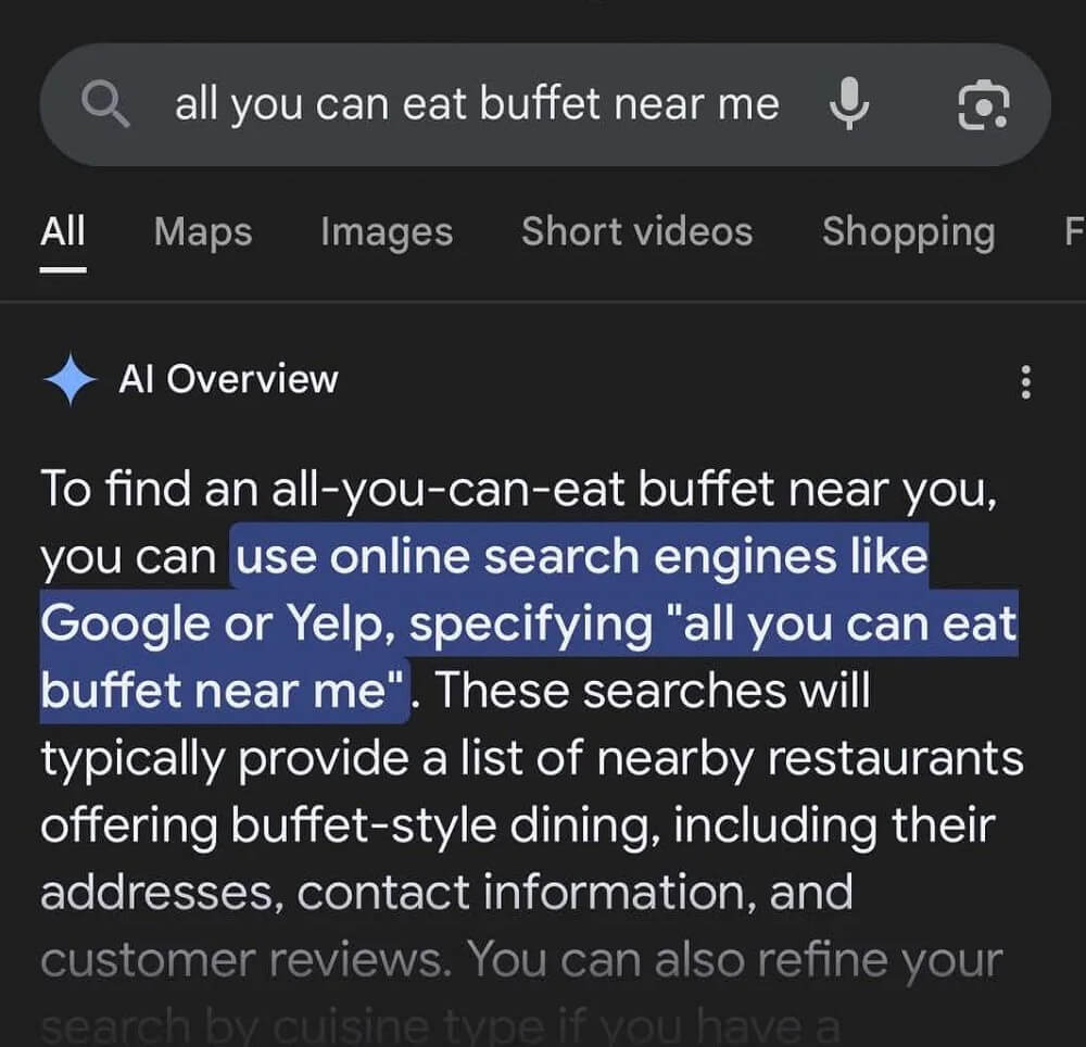 Google user shares screenshot of hilarious AI search results ...